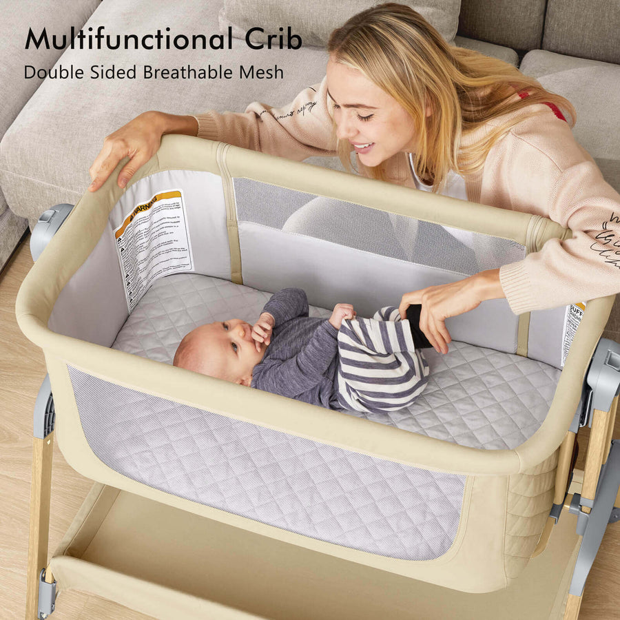 Baby Rocking Bassinets 5-Levels Hight with Mattress for Infant BN08