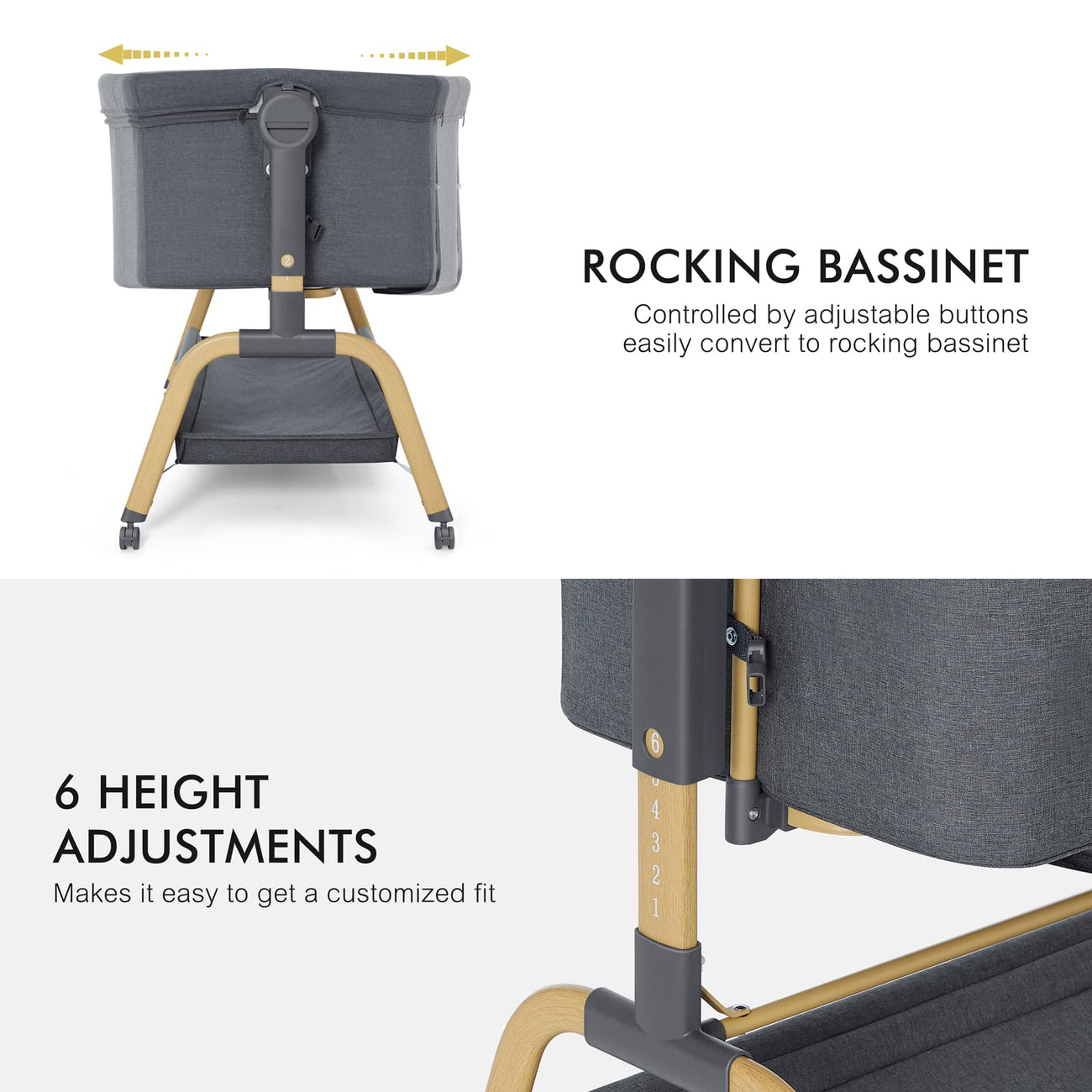 3-in-1 Baby Rocking Bassinet, portable crib BN03