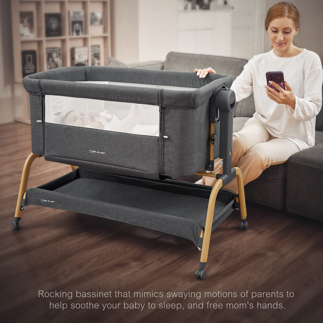 3-in-1 Baby Rocking Bassinet, portable crib BN03