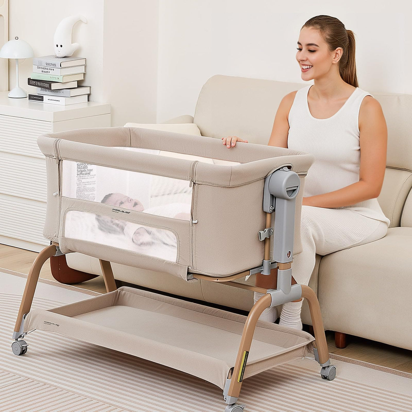 3-in-1 Baby Rocking Bassinet, portable crib BN03