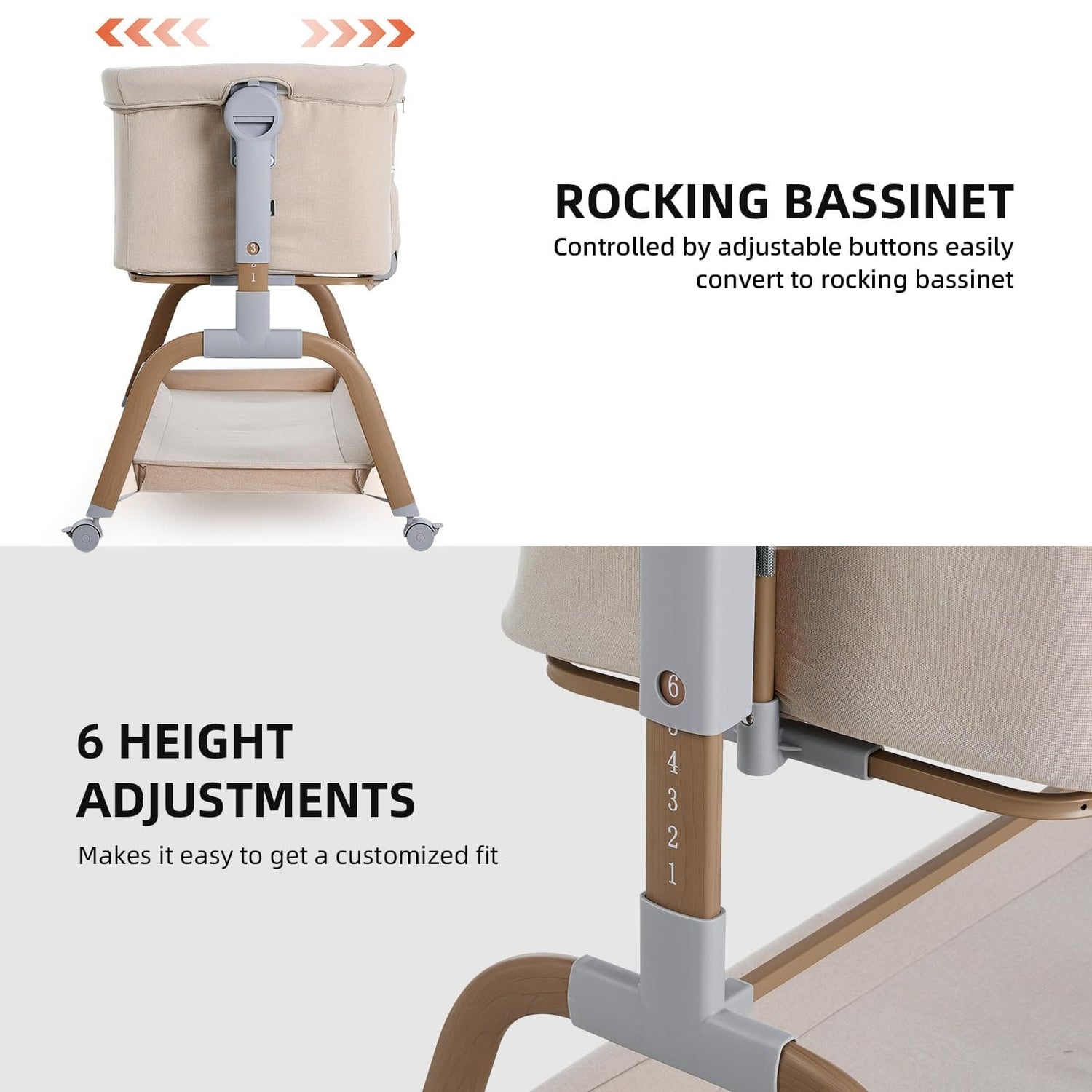 3-in-1 Baby Rocking Bassinet, portable crib BN03